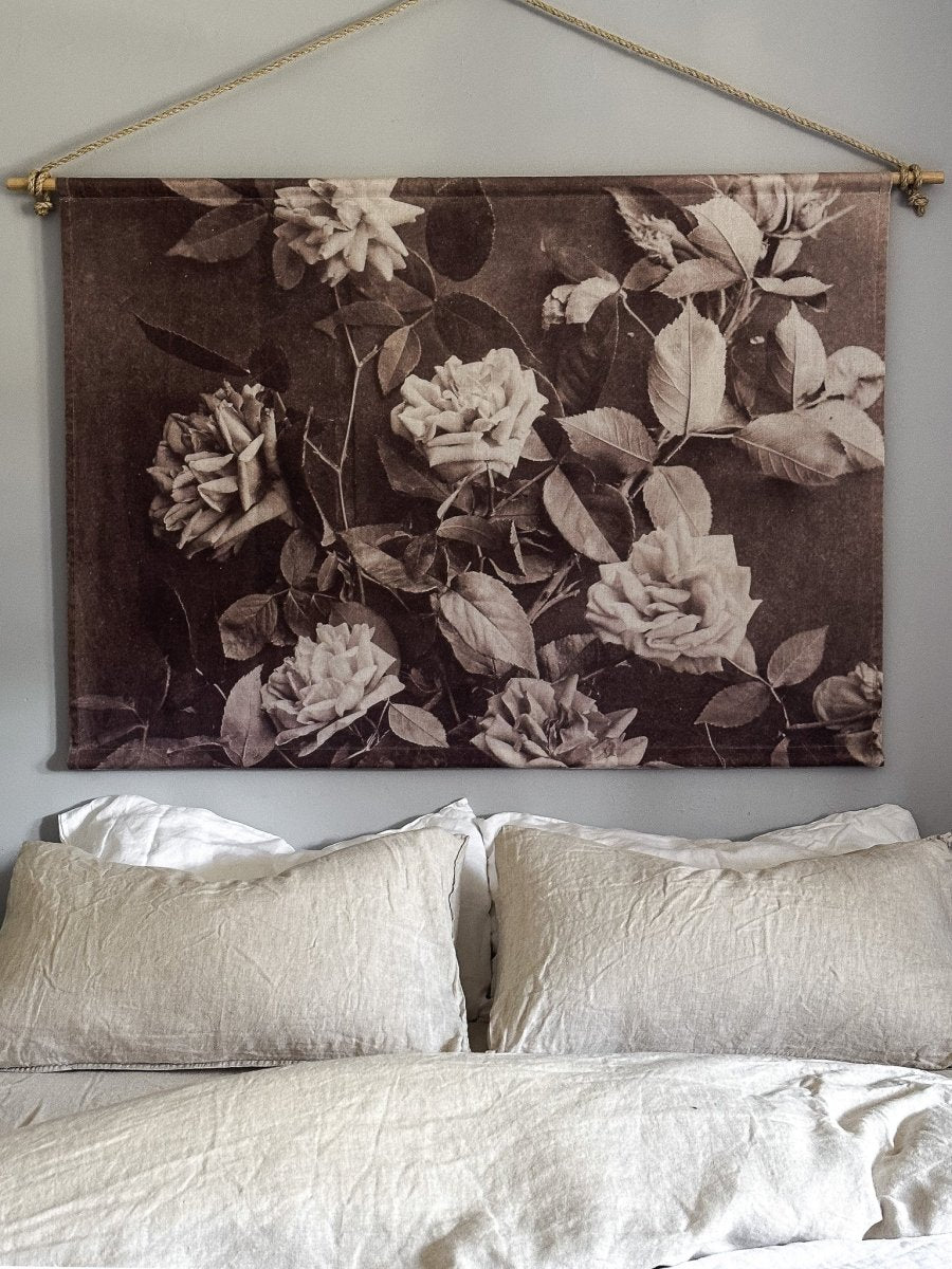 Garden Roses Linen Wall Hanging | Ramble Interiors | Vintage Inspired ...